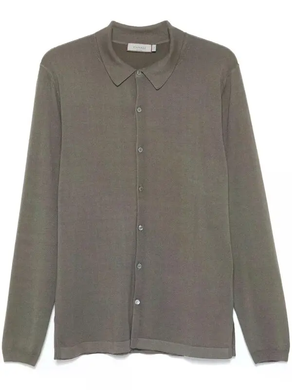 Canali Fine Knit Cashmere Shirt Sweater - Grey
