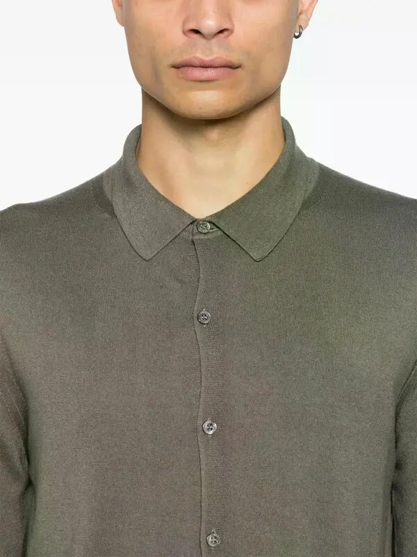 Canali Fine Knit Cashmere Shirt Sweater - Grey