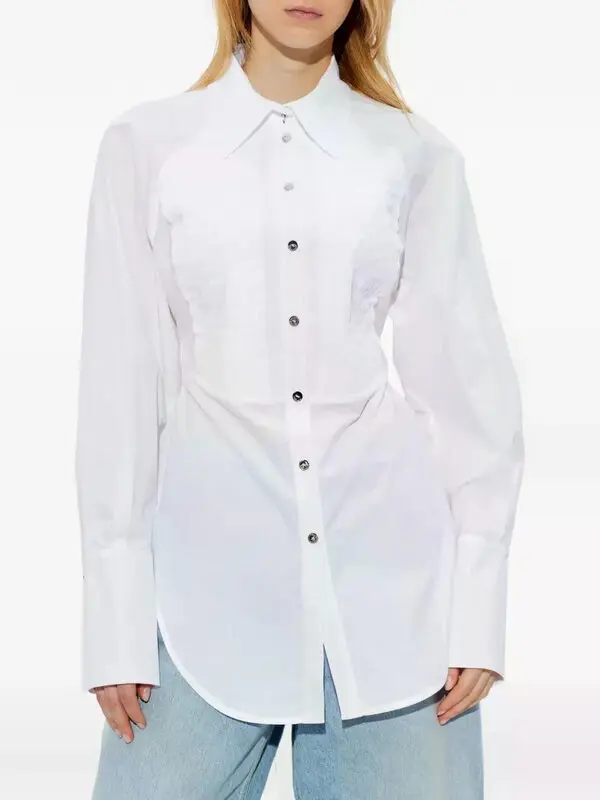 Blumarine Pleated Cotton Shirt