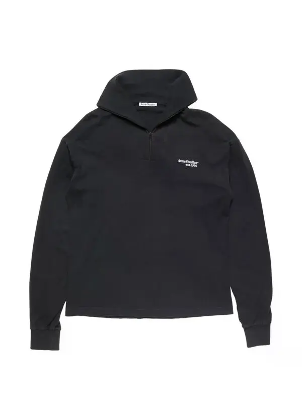 Acne Studios Half-zip Logo Sweatshirt - Black