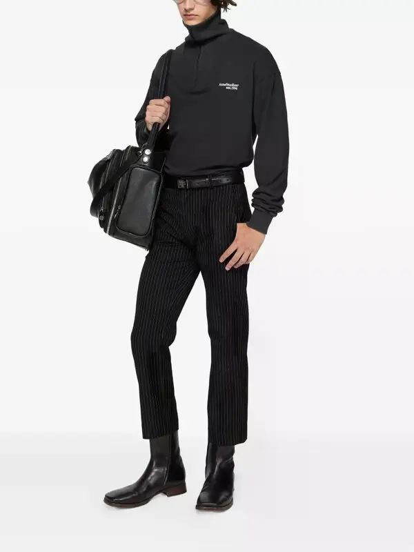 Acne Studios Half-zip Logo Sweatshirt - Black