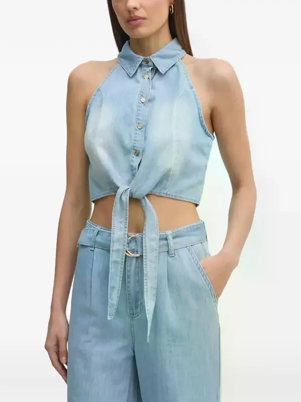 GAUDI Halterneck Front-knot Top - Blue