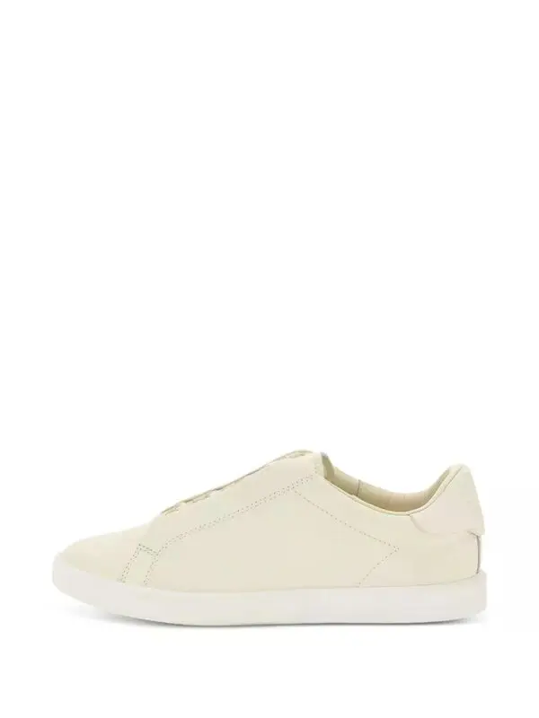 Boggi Milano Tumbled Leather Sneakers With Hidden Lacing - Neutrals