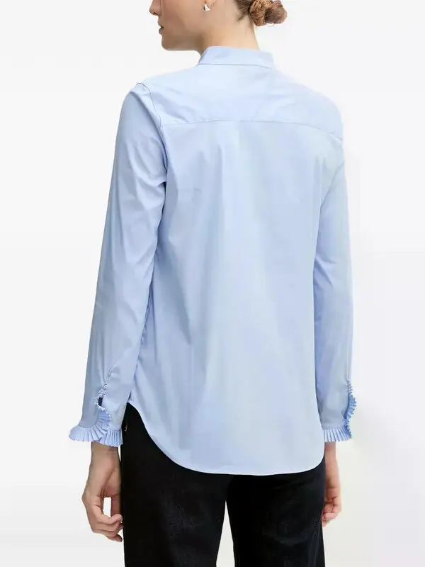 MOS MOSH Ruffled V-neck Shirt - Blue