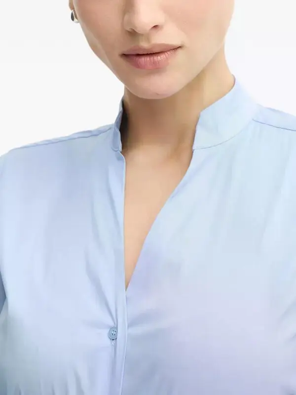 MOS MOSH Ruffled V-neck Shirt - Blue