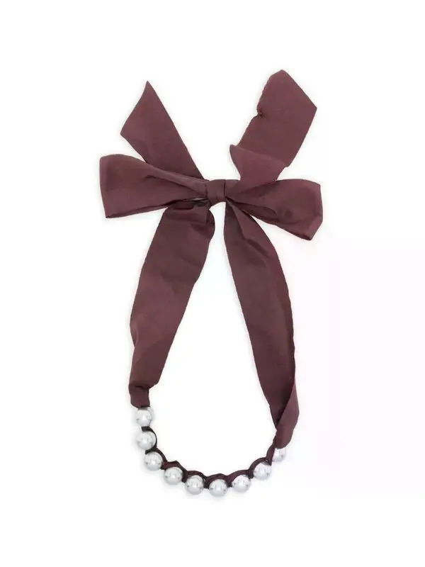 FORTE_FORTE Pearl Embellished Bow Necklace - Silver