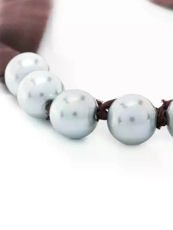 FORTE_FORTE Pearl Embellished Bow Necklace - Silver