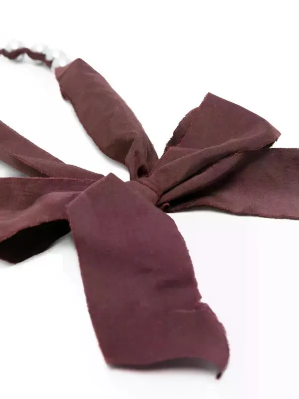 FORTE_FORTE Pearl Embellished Bow Necklace - Silver