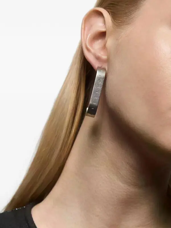MAISON MARGIELA Logo-engraved Hoop Earrings - Silver