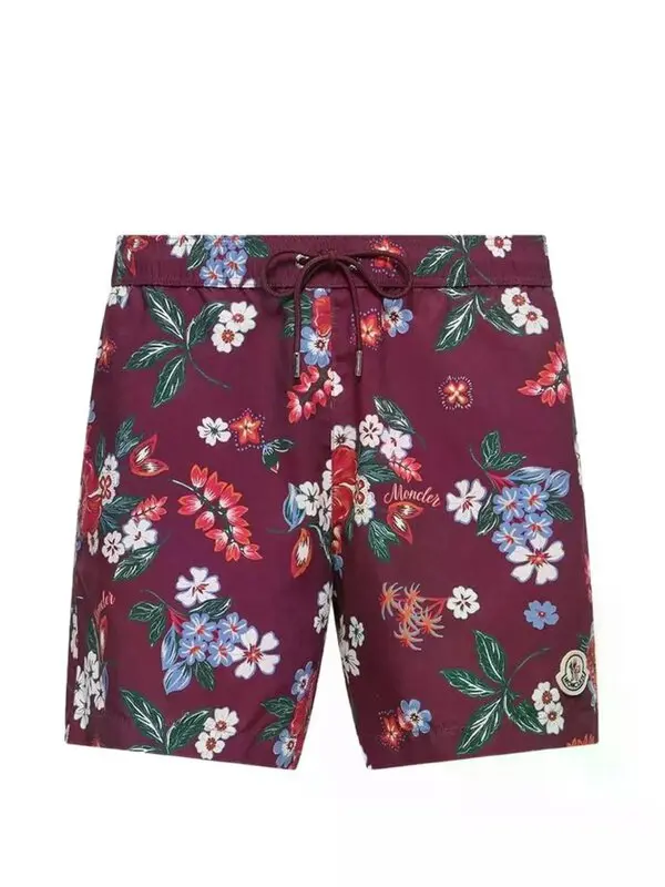 Moncler Floral-print Swim Shorts - Red