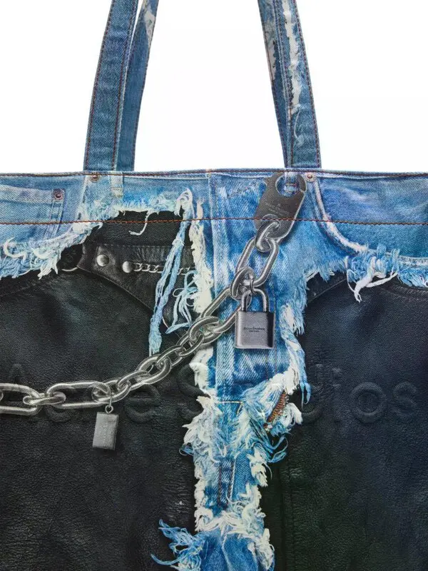 Acne Studios Distressed Padlock Tote Bag - Blue