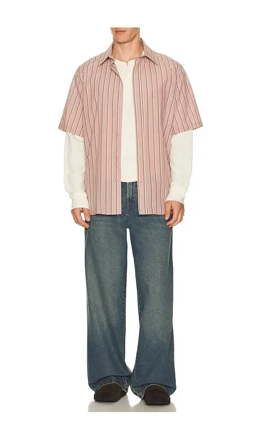 Simkhai Deacon Short Sleeve Oversized Shirt - Pink