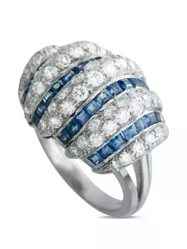 LB EXCLUSIVE Platinum Diamond And Sapphire Ring