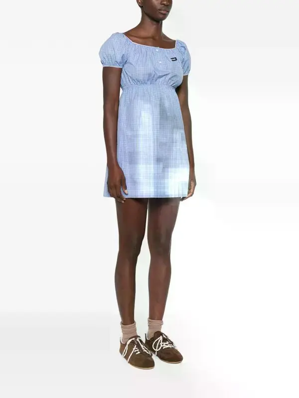 Miu Miu Checked Poplin Mini-dress - Blue