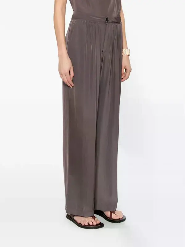 ELEH Gathered Pleated Wide-leg Trousers - Brown