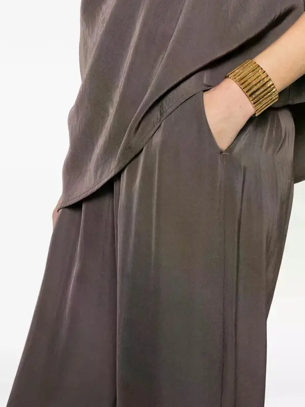 ELEH Gathered Pleated Wide-leg Trousers - Brown