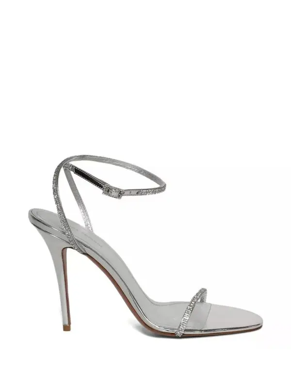 Amina Muaddi Diamante Sandals - Silver
