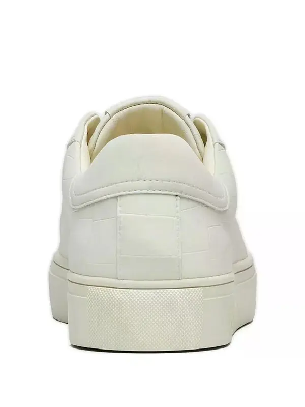 HIDE&JACK White Leather Sneakers With Croc-effect Texture - Neutrals