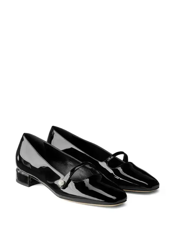 JIMMY CHOO Elisa Pearl-strap Ballet Flats - Black