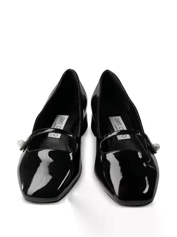 JIMMY CHOO Elisa Pearl-strap Ballet Flats - Black