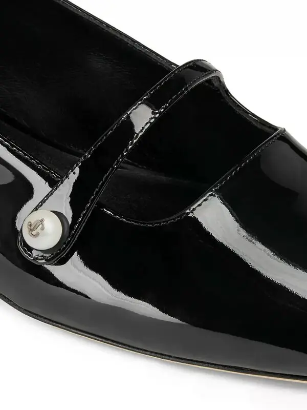 JIMMY CHOO Elisa Pearl-strap Ballet Flats - Black