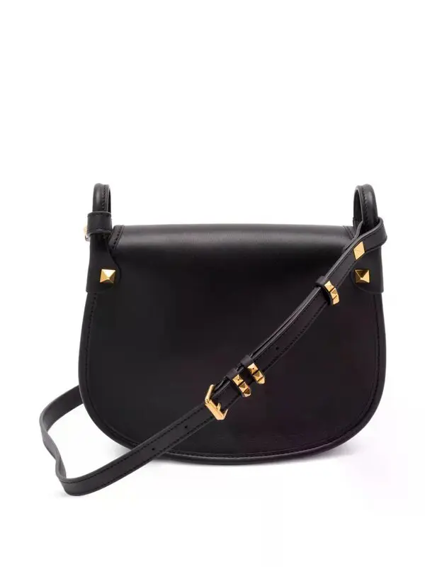Valentino Garavani Buckle-strap Leather Shoulder Bag - Black