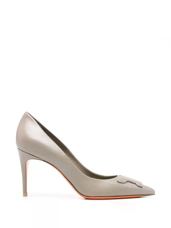 Santoni Leather Pointed Toe Pumps - Neutrals