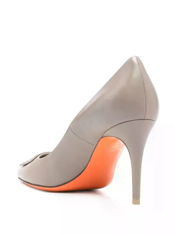 Santoni Leather Pointed Toe Pumps - Neutrals