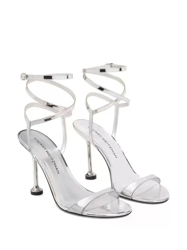 STUART WEITZMAN Nudistini Wrap Ankle-strap Heeled Sandals - Silver