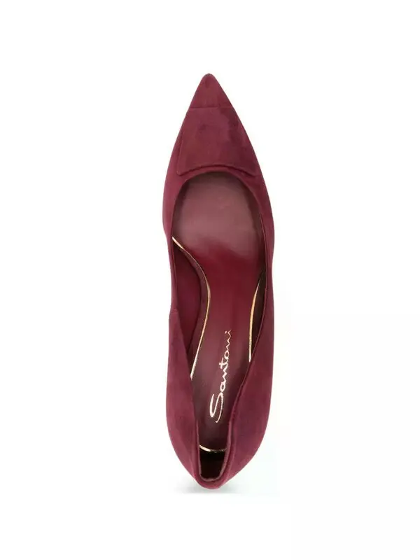 Santoni Burgundy Pointed Toe Leather Pumps