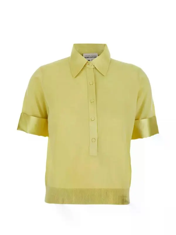 SEMICOUTURE Buttoned Collar Polo Shirt - Yellow