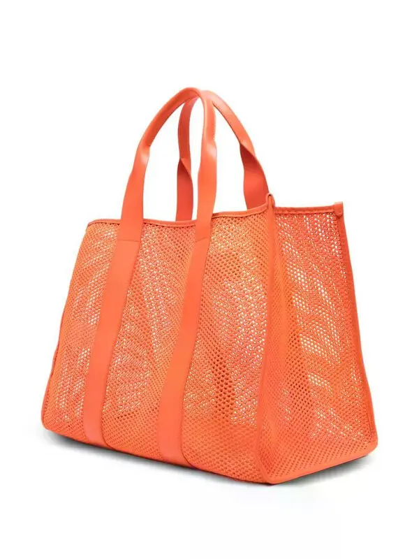 MSGM Logo Plaque Mesh Tote Bag - Orange