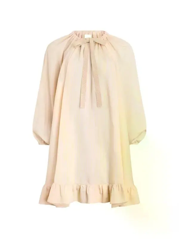 PATOU Striped Tie-neck Mini Dress - Neutrals