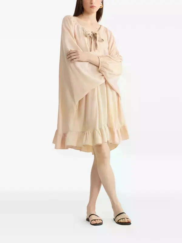 PATOU Striped Tie-neck Mini Dress - Neutrals
