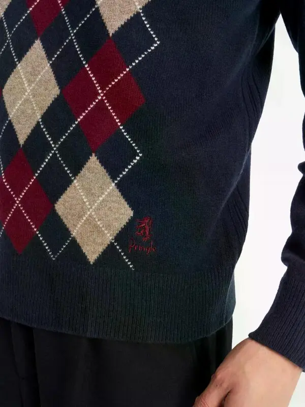 Pringle Of Scotland Argyle V-neck Sweater - Blue