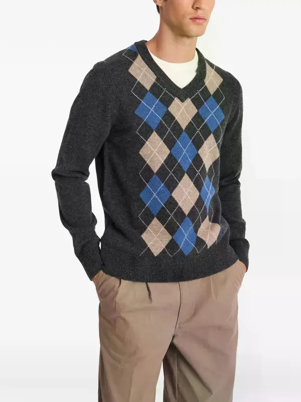 Pringle Of Scotland Argyle V-neck Sweater