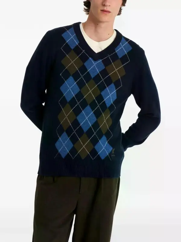 Pringle Of Scotland Argyle V-neck Sweater