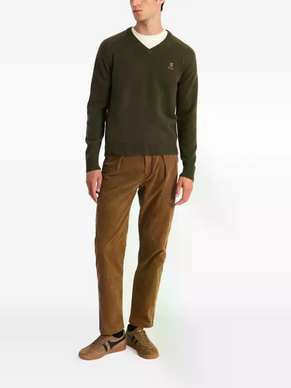 Pringle Of Scotland V-neck Logo Detail Sweater - Green