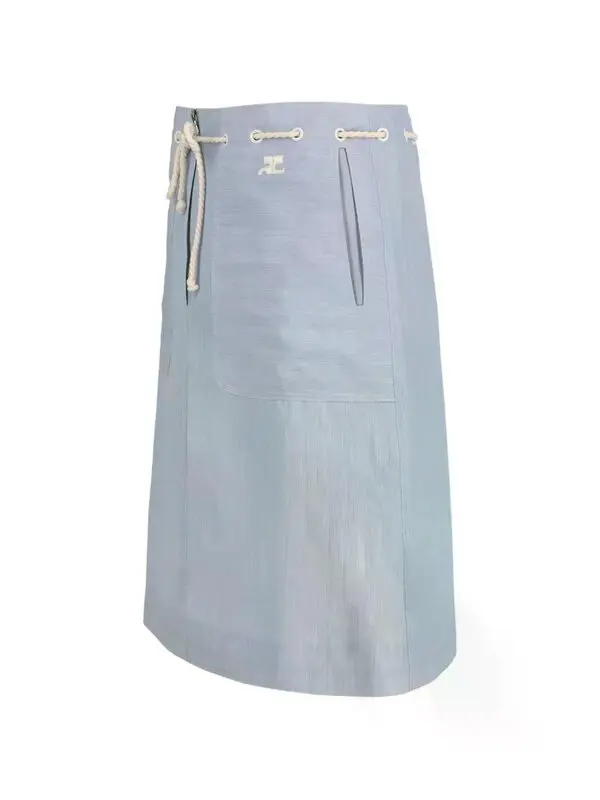 COURREGES Cotton Drawstring Zip Skirt