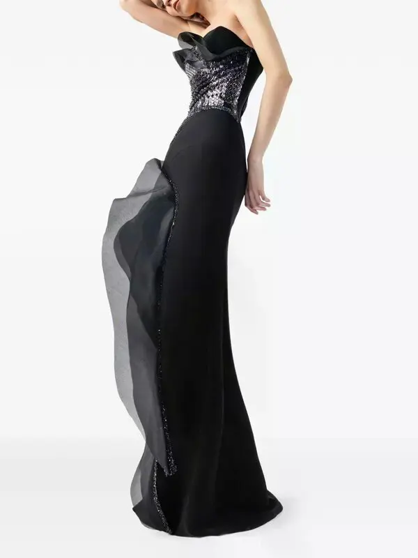 GABY CHARBACHY Sequin-embellished Strapless Gown