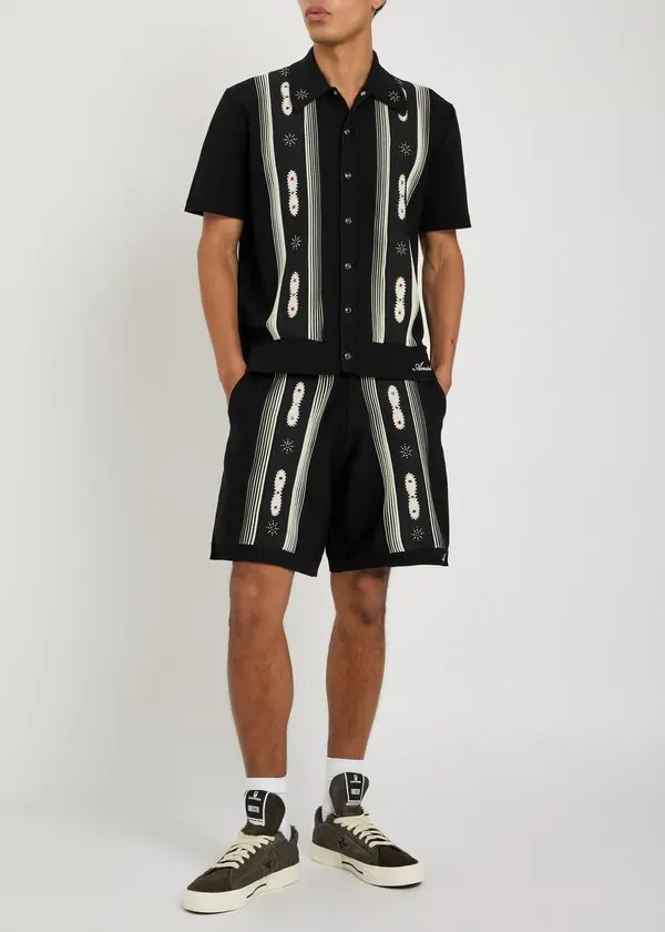 Amiri Striped Embellished Wool-blend Shorts