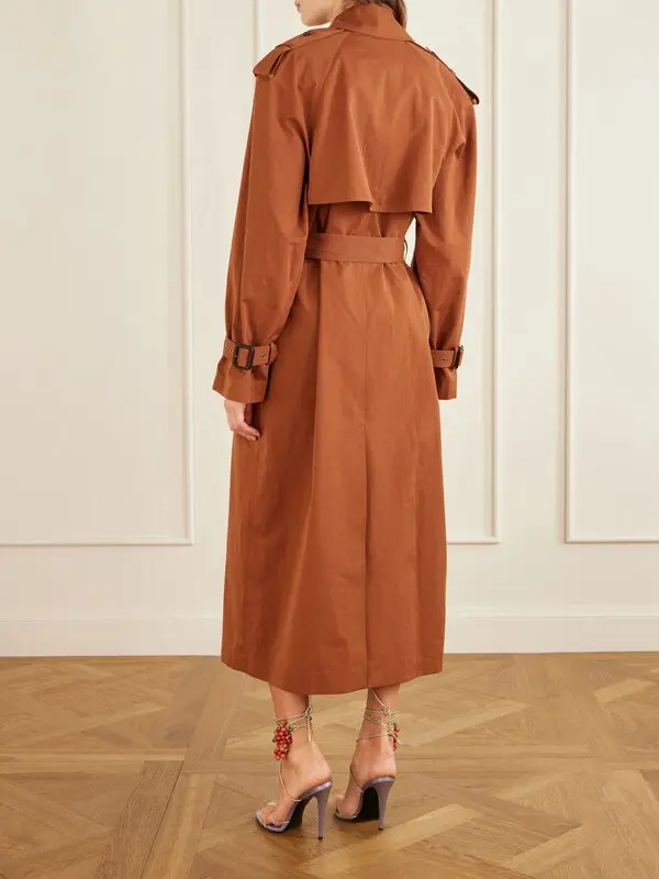 Saint Laurent Double-breasted Belted Cotton And Silk-blend Trench Coat
