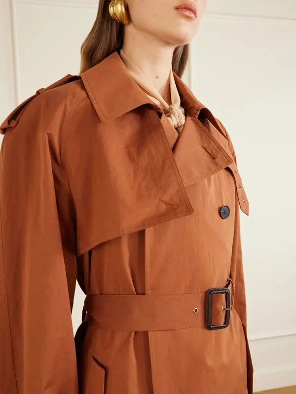 Saint Laurent Double-breasted Belted Cotton And Silk-blend Trench Coat