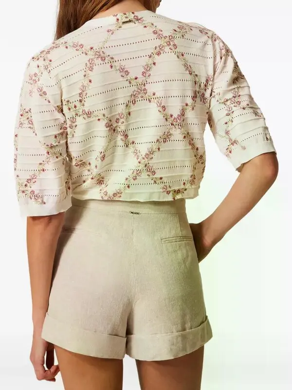 TWINSET Pleated Linen Blend Shorts With Lurex