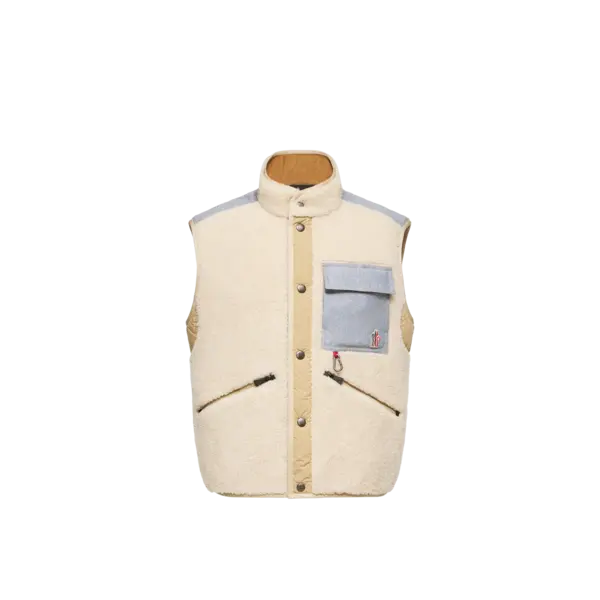 Moncler Teddy & Chambray Gilet - Beige