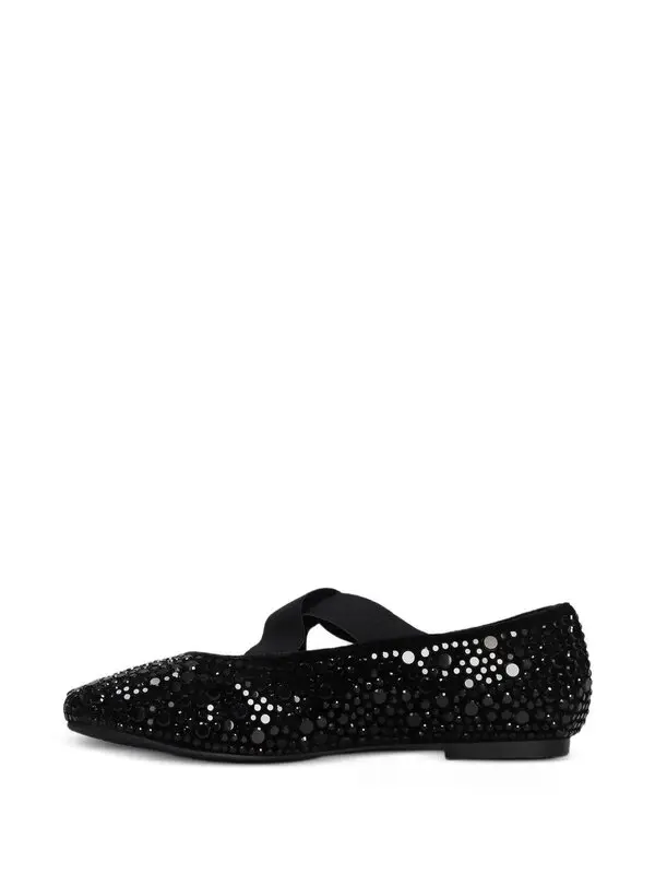 TWENTY FOURHAITCH Aevi Crystal-embellished Crossover-strap Ballet Flats - Black