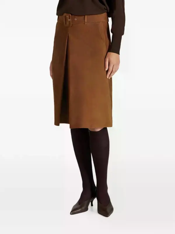 SLOWEAR Belted Box-pleat Midi Skirt