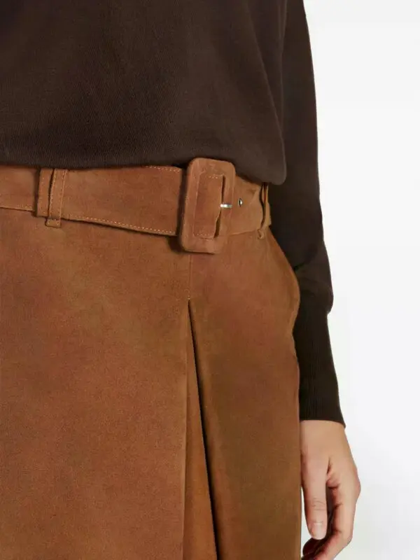 SLOWEAR Belted Box-pleat Midi Skirt