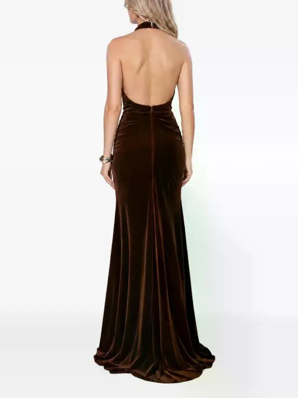 ROSERRY Sienna Halterneck Velvet-effect Maxi Dress