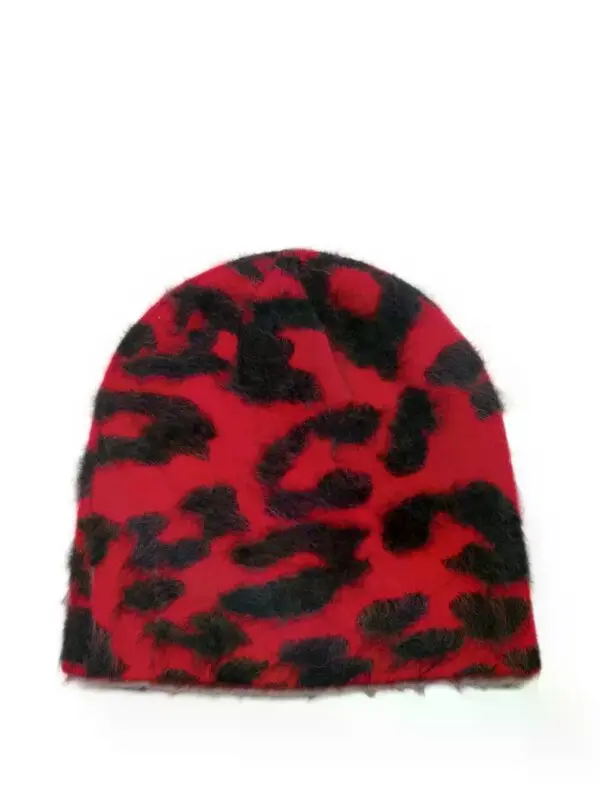 StÜssy Leopard-print Cashmere Beanie Hat - Red